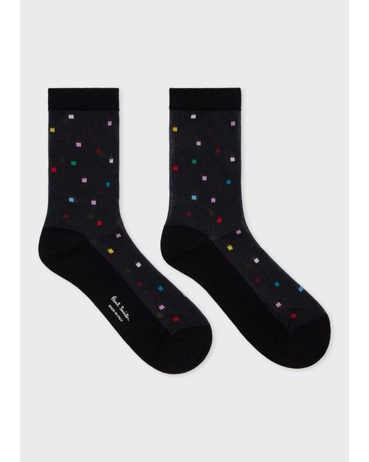 Paul Smith Sheer Multicolour 'Tile' Socks in Black | Lyst UK