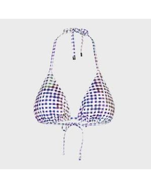 Paul Smith Mauve Check Triangle Bikini Top in Blue | Lyst