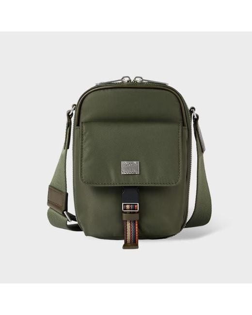Paul Smith Khaki Recycled Nylon 'Signature Stripe' Small Flight Bag in ...