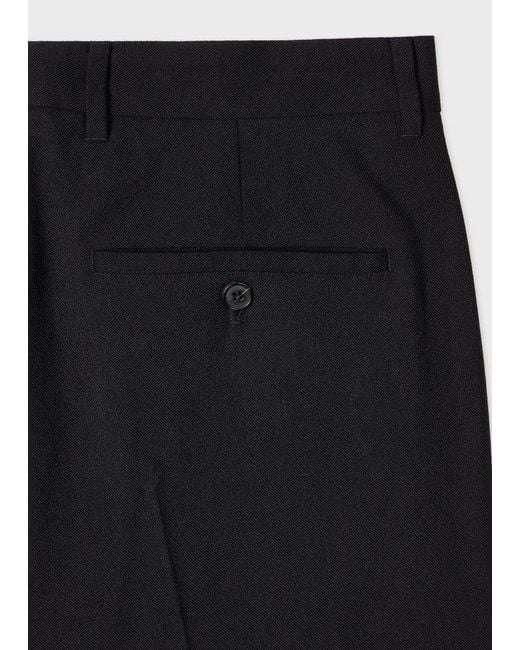 Paul Smith Two-Ply Hopsack Wool Pleated Trousers in Black for Men | Lyst UK
