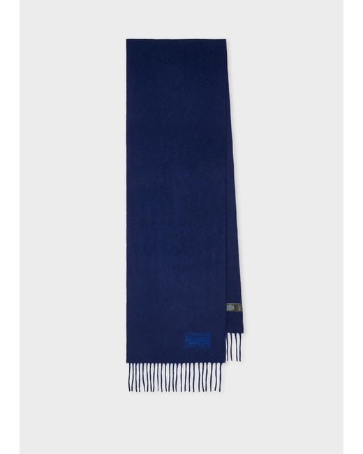 Paul Smith Cashmere Logo Scarf in Blue for Men | Lyst UK
