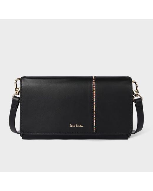 Paul Smith Leather 'Signature Stripe' Phone Bag in Black | Lyst UK