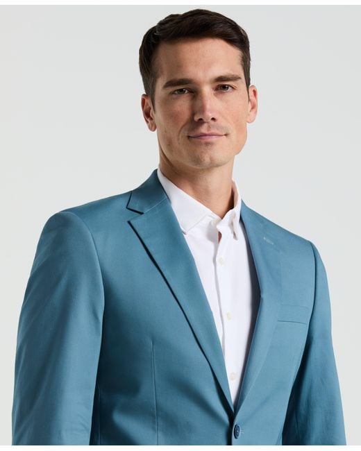 Perry Ellis Slim Fit Solid Cotton Blend Suit Jacket in Blue for Men | Lyst