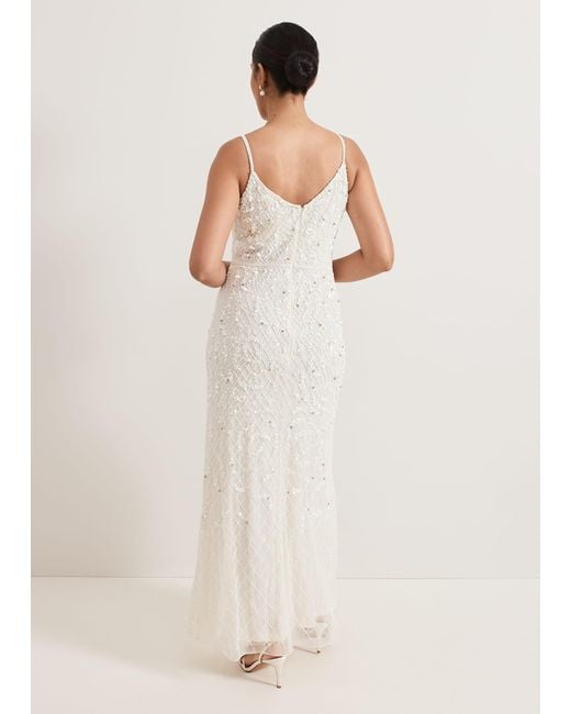 Phase Eight Petite Alexia Embellished Maxi Wedding Dress in Natural ...