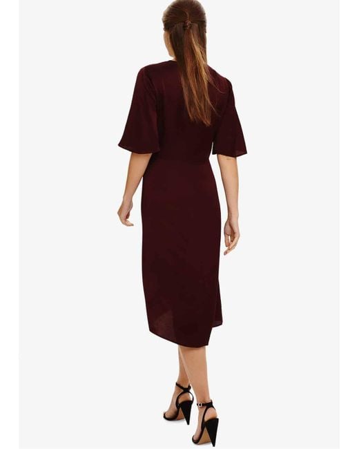 Phase Eight Rosina Fluted Knot Midi Dress in Red | Lyst UK