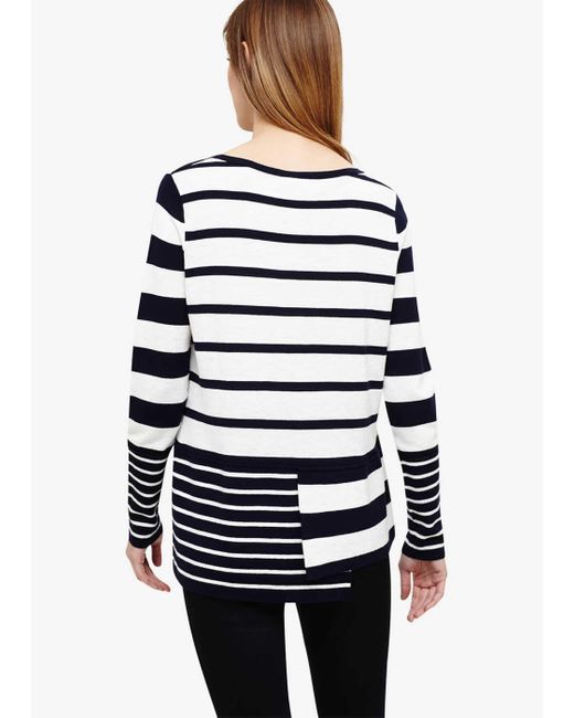 Phase Eight Felicity Stripe Knit Top in White | Lyst UK
