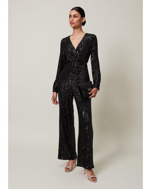 Phase Eight Alessandra Sequin Jumpsuit in Black | Lyst UK