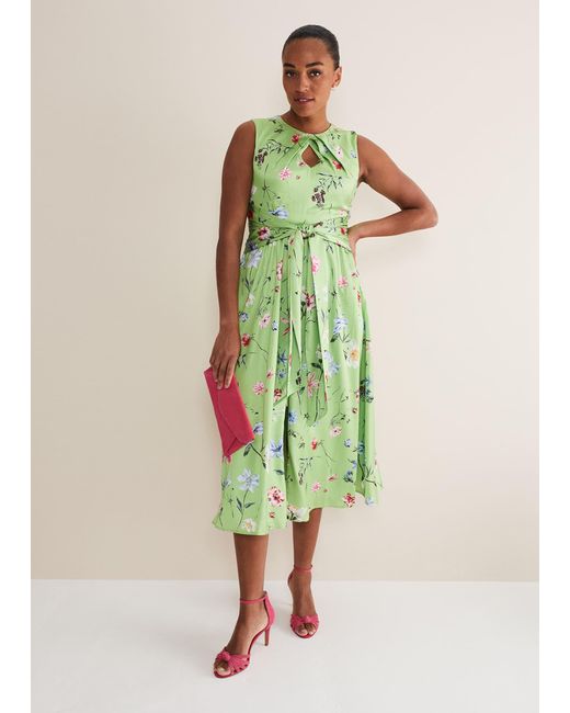 Phase Eight Corrin Floral Midi Dress in Green | Lyst UK