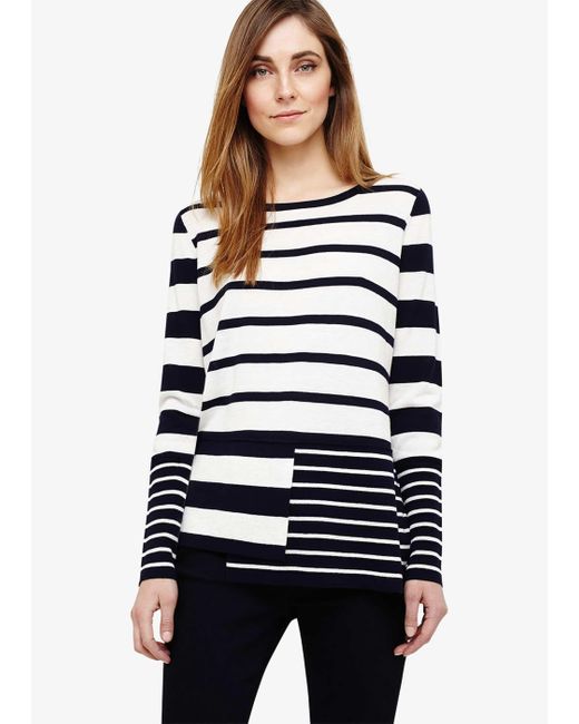 Phase Eight Felicity Stripe Knit Top in White | Lyst UK