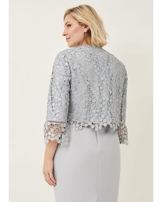 Phase Eight Mariposa Lace Occasion Jacket in Grey | Lyst UK