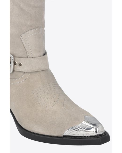 Pinko Texas Suede Boots With Metal Toe in White | Lyst