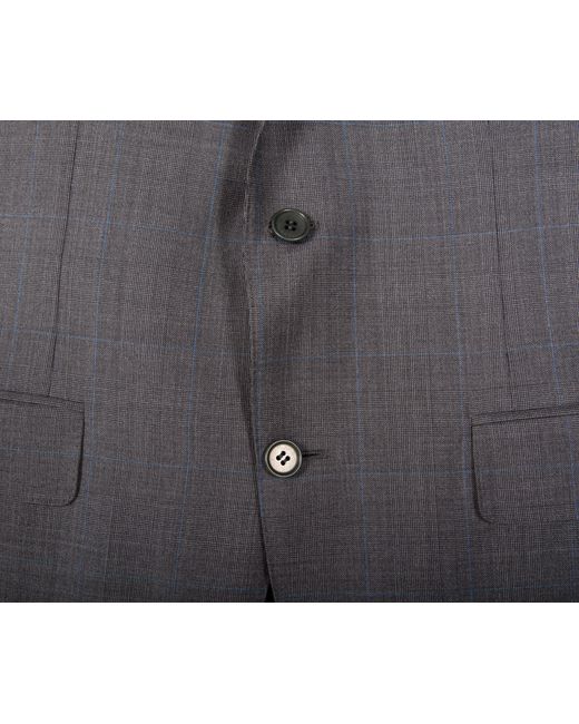 Canali Kei Check Wool Suit in Grey for Men | Lyst UK
