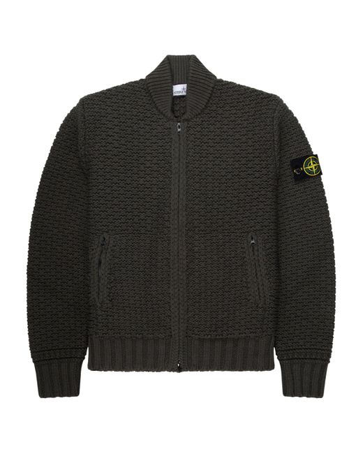 Stone Island Chunky Knitted Full Zip Cardigan in Black for Men | Lyst UK