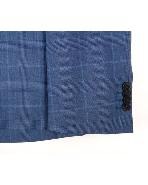 BOSS Hugo H-Reymond 3 Piece Extra Slim Fit Check Suit in Blue for Men ...