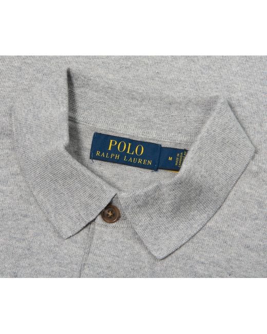 Polo Ralph Lauren Heather Knitted Ls Polo in Grey for Men | Lyst UK