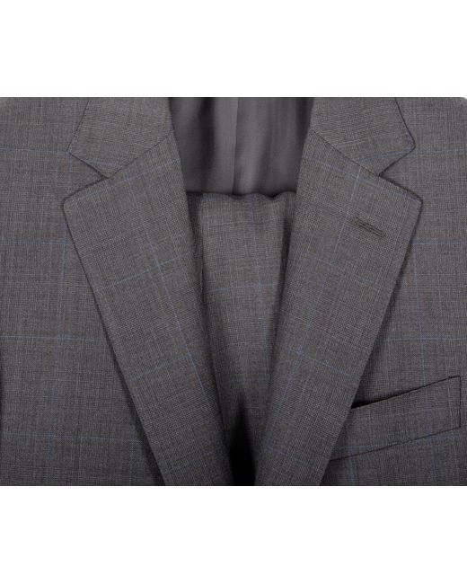 Canali Kei Check Wool Suit in Grey for Men | Lyst UK