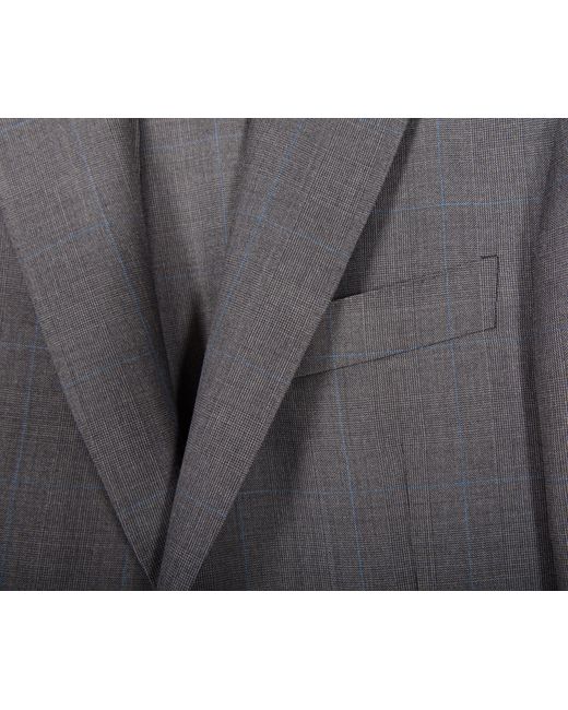 Canali Kei Check Wool Suit in Grey for Men | Lyst UK