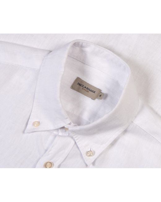 Paul & Shark Ss Riviera Linen Shirt in White for Men | Lyst UK