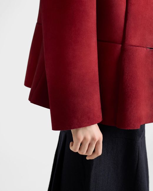 Prada Bonded Suede Jacket in Red | Lyst UK