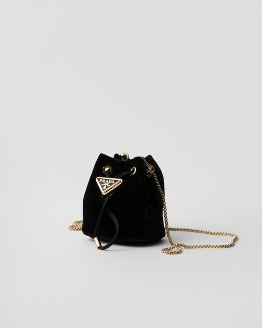 Prada Velvet Mini Pouch in Black | Lyst