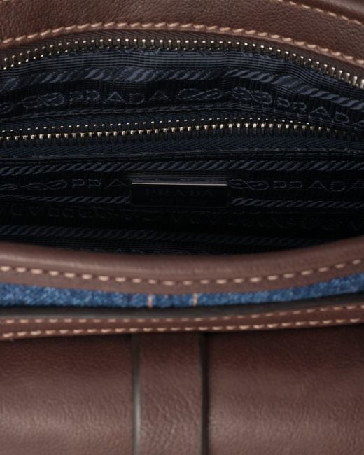 Prada Bonnie Medium Denim And Leather Handbag, /Coffee in Blue | Lyst