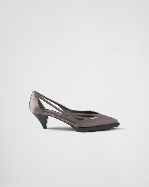 Prada Satin Cut-Out Pumps in White | Lyst