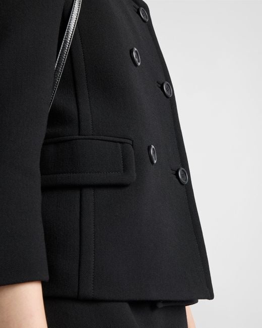 Prada Double-Breasted Natté Jacket in Black | Lyst