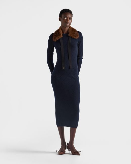 Prada Cashmere Dress in Blue | Lyst