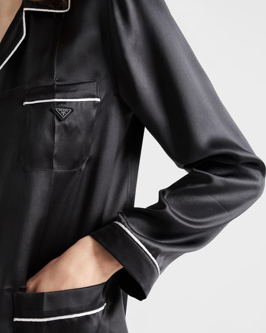 Prada Vintage-Look Satin Pajamas in Black | Lyst UK
