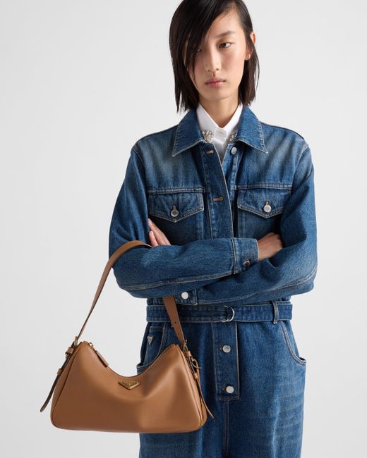 Prada Aimée Medium Leather Shoulder Bag in Brown | Lyst