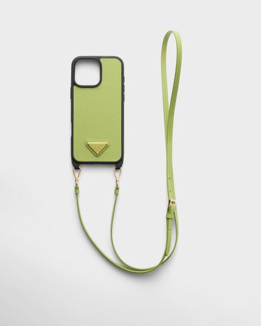 Prada Saffiano Leather Case For Iphone 16 Pro Max With Shoulder Strap ...