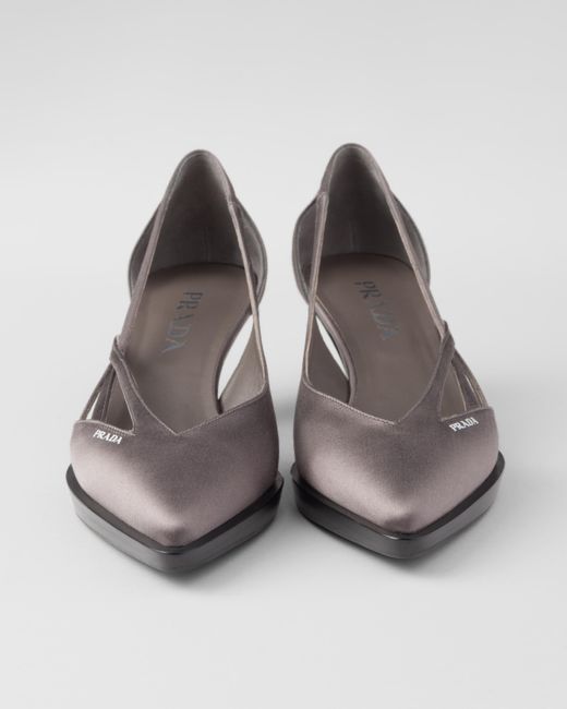 Prada Satin Cut-Out Pumps in White | Lyst