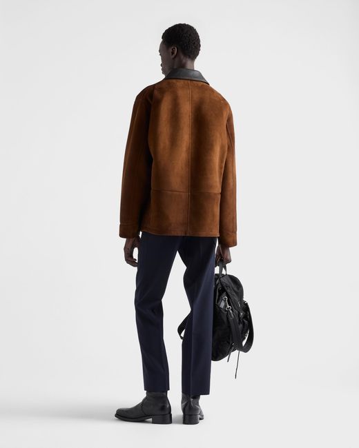 Prada Suede Caban Jacket in Brown for Men | Lyst UK