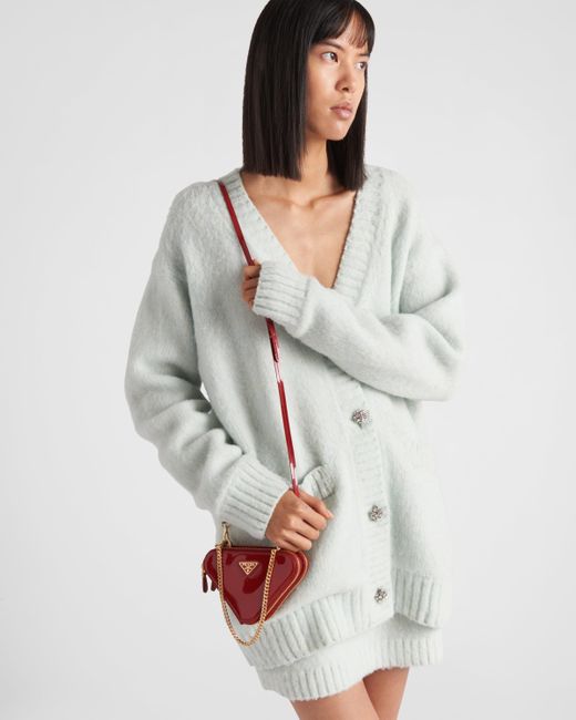 Prada Patent Leather Mini Pouch in Red | Lyst