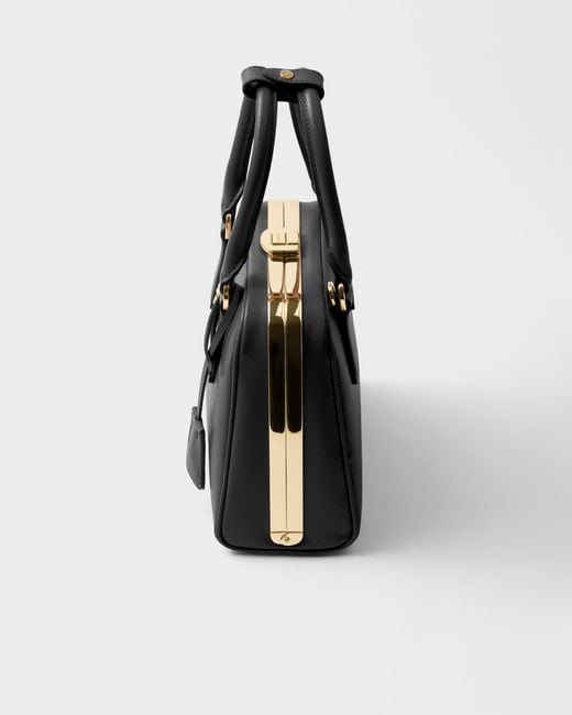 Prada Pyramid Saffiano Leather Mini Bag in Black | Lyst UK