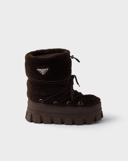 Prada Shearling Après Ski Booties in Black | Lyst