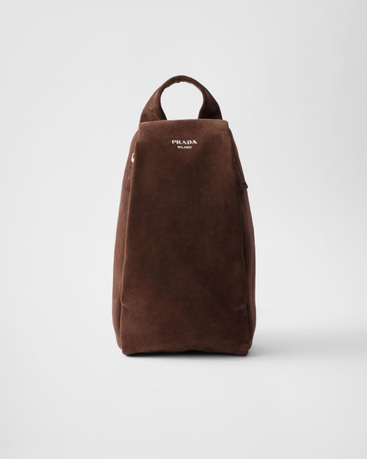 Prada Suede Backpack in Brown for Men | Lyst