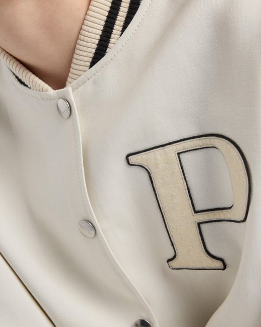 Prada Kid Mohair Bomber Jacket With Patches in White | Lyst