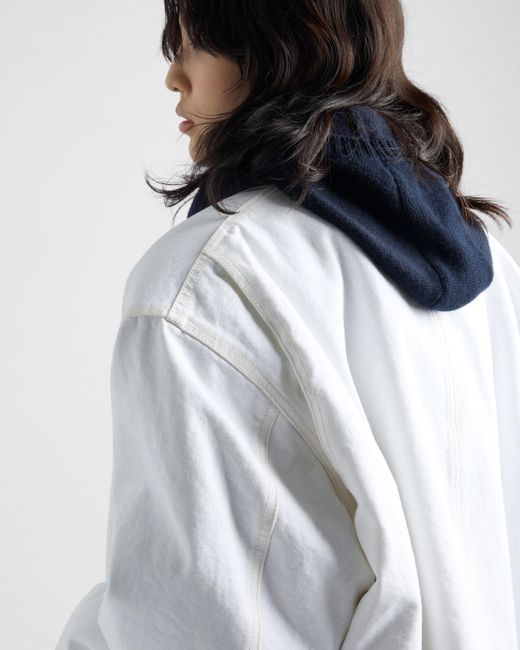 Prada Canvas Blouson Jacket in White | Lyst