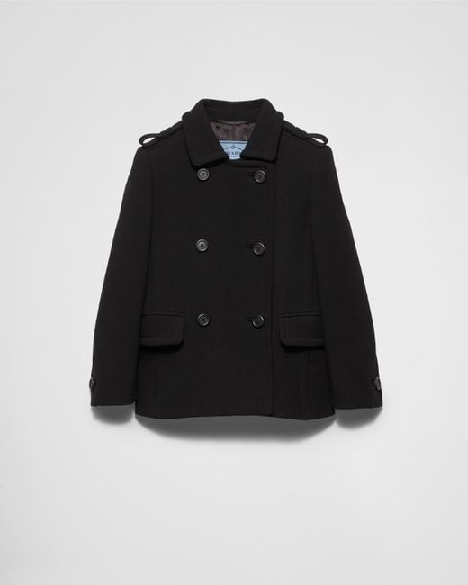 Prada Double-Breasted Natté Jacket in Black | Lyst