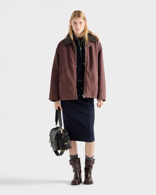 Prada Old Canvas Caban Jacket in Brown | Lyst UK