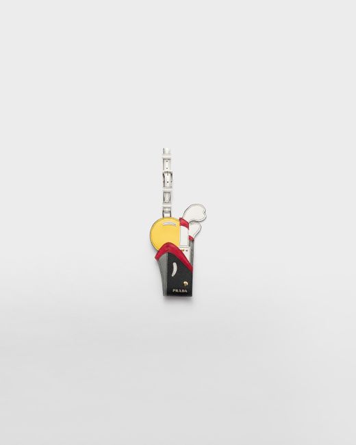 Prada Saffiano Leather Name Tag in White for Men | Lyst