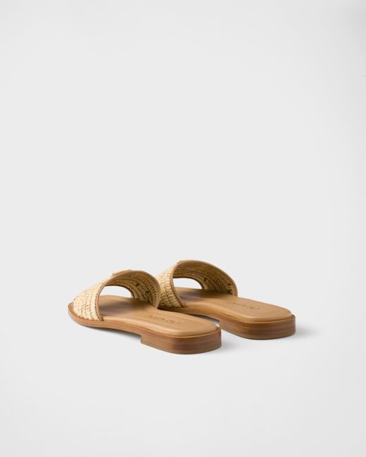 Prada Leather Slides With Crochet Details in White | Lyst