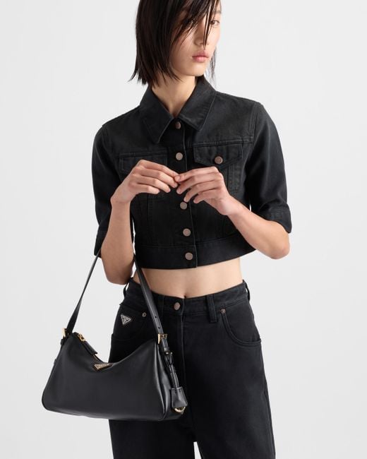 Prada Aimée Medium Leather Shoulder Bag in Black | Lyst