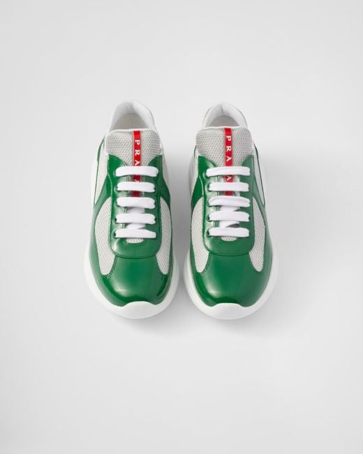 Prada America's Cup Vernice Patent Runner Sneakers in Green | Lyst