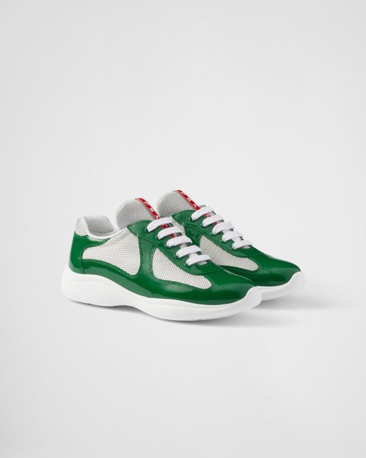 Prada America'S Cup Vernice Patent Runner Sneakers in Green | Lyst