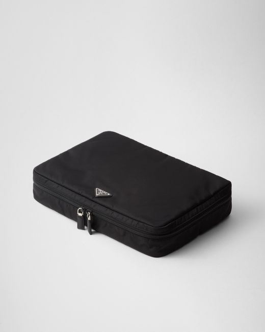 Prada Large Re-Nylon Zipper Pouch in Black for Men | Lyst