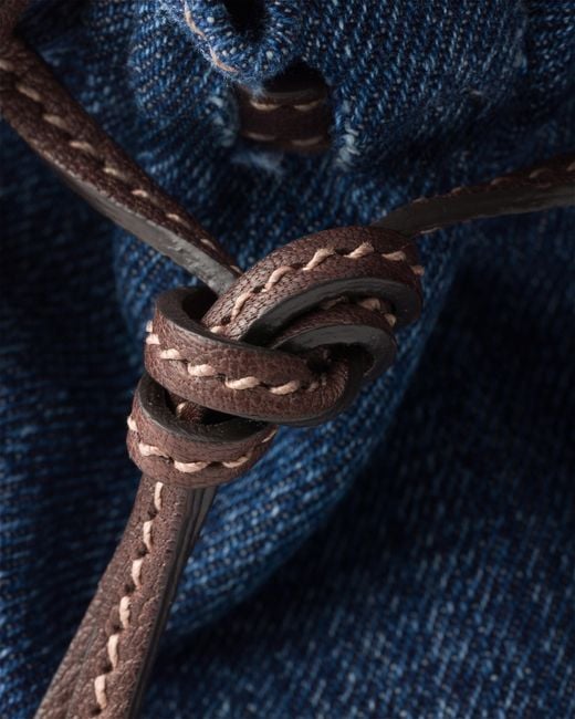 Prada Bonnie Medium Denim And Leather Handbag, /Coffee in Blue | Lyst