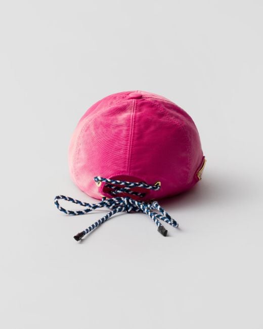 Prada Cotton Baseball Cap in Pink | Lyst UK