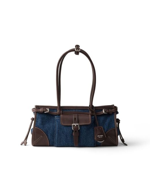 Prada Bonnie Medium Denim And Leather Handbag, /Coffee in Blue | Lyst